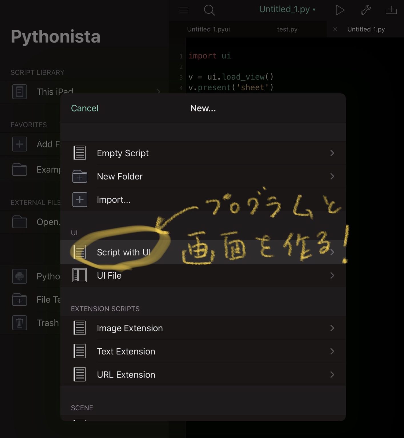 Pythonistaでipadのアプリを作成する